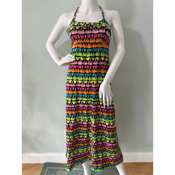 Joe Boxer | Dresses | Joe Boxer Vibrant Neon Print Halter Midi Dress ...